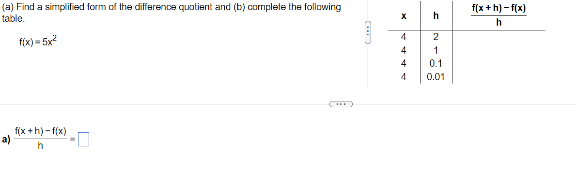 Solved (a) ﻿Find a simplified form of the difference | Chegg.com