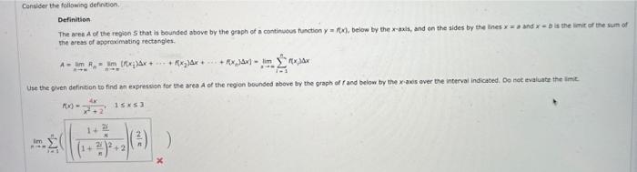 Solved Definition The ares A of the rogion s that is bounded | Chegg.com