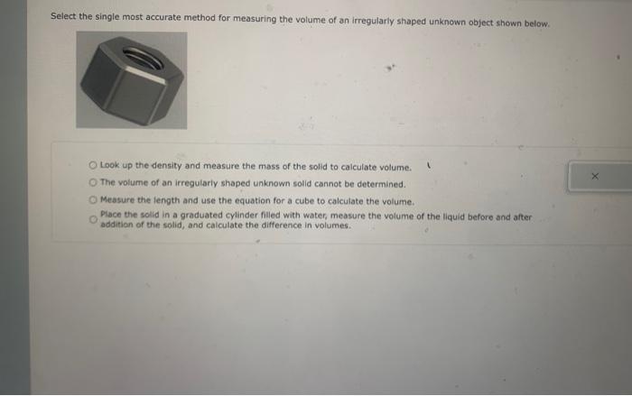 Select the single most accurate method for measuring | Chegg.com