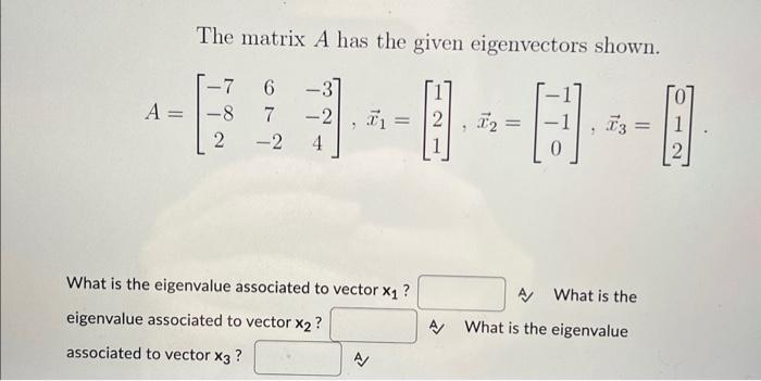 Solved The matrix A has the given eigenvectors shown. | Chegg.com