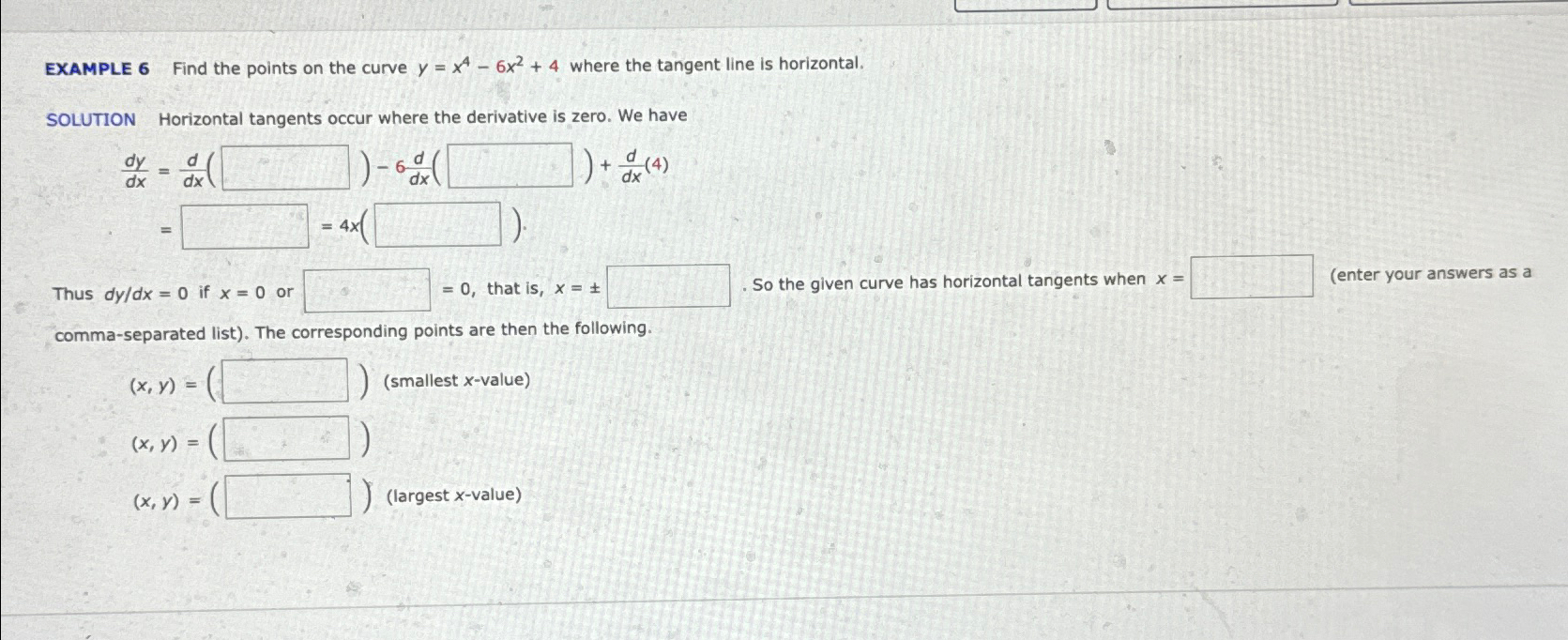 EXAMPLE 6 ﻿Find the points on the curve y=x4-6x2+4 | Chegg.com