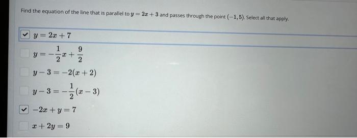 Solved Find the equation of the line that is parallel to | Chegg.com