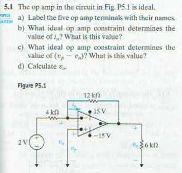 Solved 5.1 ﻿The op ﻿amp in ﻿the circuit in ﻿Fig. P5. 1 is | Chegg.com
