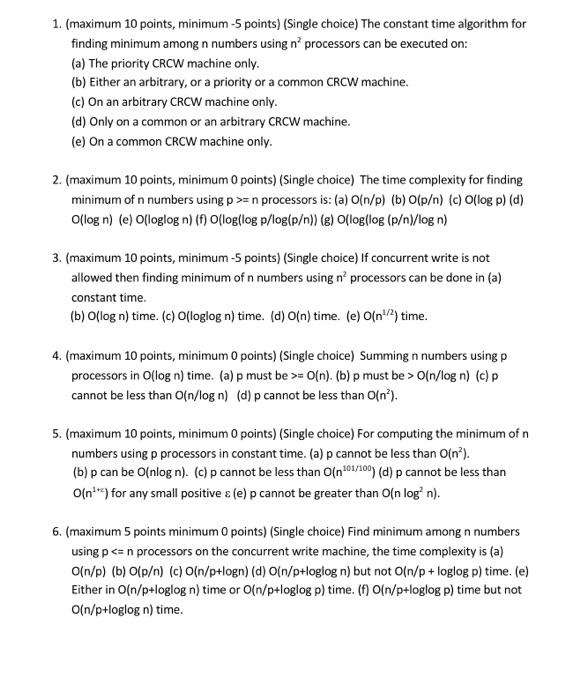 Solved 1. (maximum 10 points, minimum −5 points) (Single | Chegg.com