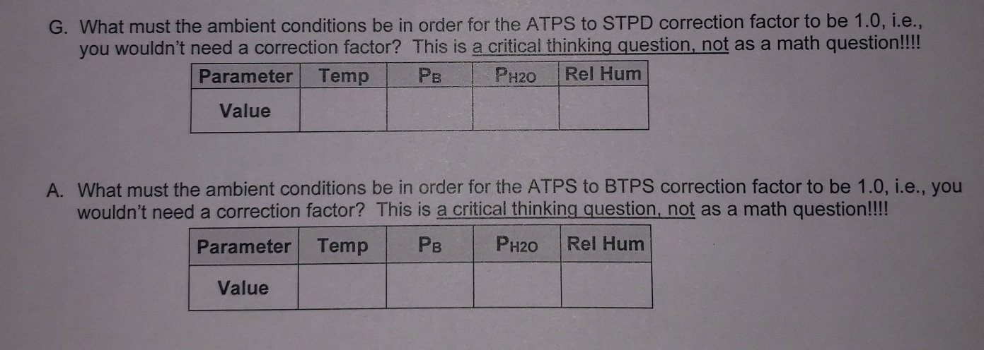 Solved G. ﻿What must the ambient conditions be in order for | Chegg.com