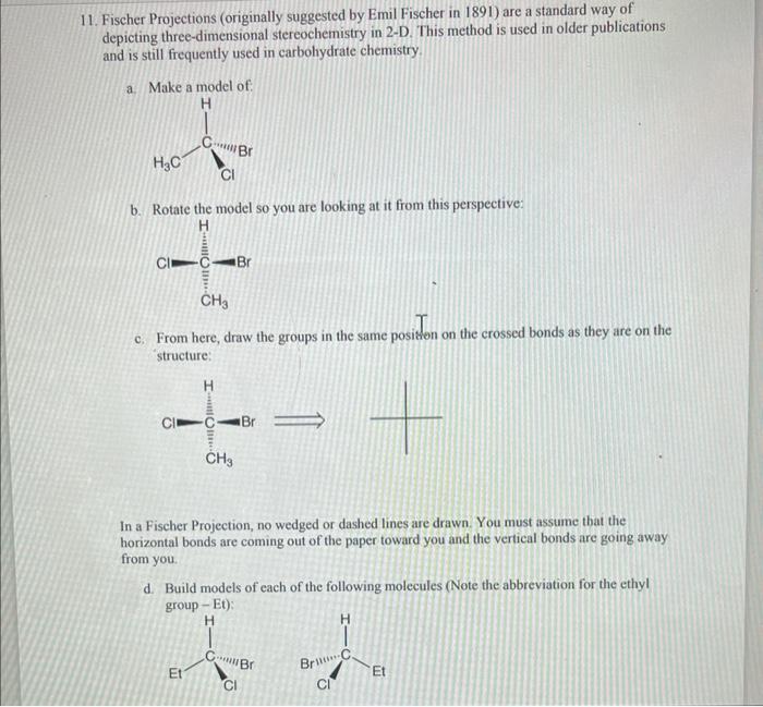 Solved 1. Fischer Projections (originally suggested by Emil | Chegg.com