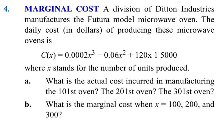 Solved MARGINAL COST A division of Ditton Industries | Chegg.com