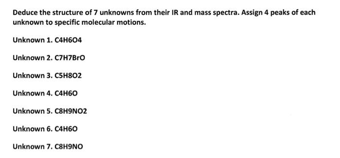 Solved Deduce the structure of 7 unknowns from their IR and | Chegg.com