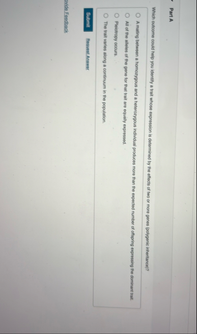 Solved Part AWhich outcome could help you identify a trait | Chegg.com