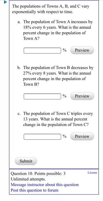 Solved The populations of Towns A, B, and C vary | Chegg.com