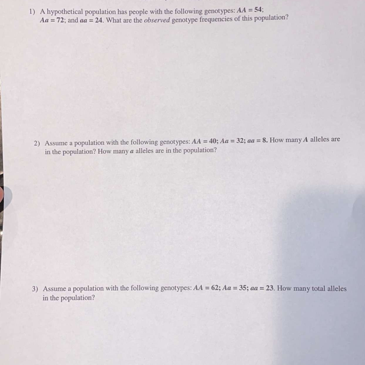 Solved A hypothetical population has people with the | Chegg.com