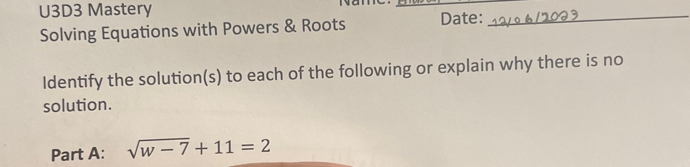 Solved U3D3 ﻿MasterySolving Equations with Powers & | Chegg.com