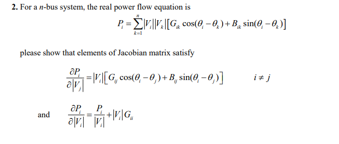 Solved For a n-bus system, the real power flow equation | Chegg.com