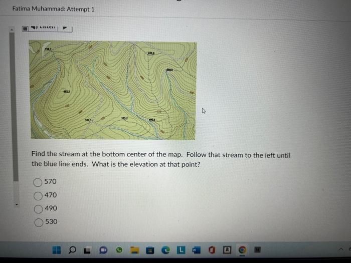 Find the stream at the bottom center of the map. | Chegg.com