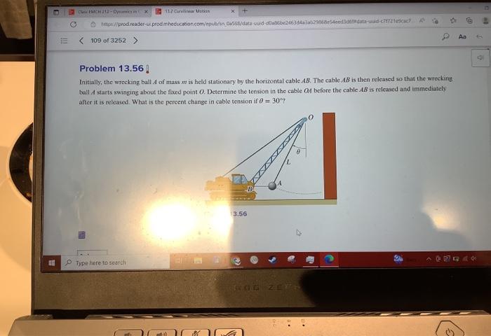 Solved Initially, tlse wrecking ball A of mass m is held | Chegg.com Solved Initially, tlse wrecking ball A of mass m is held | Chegg.com