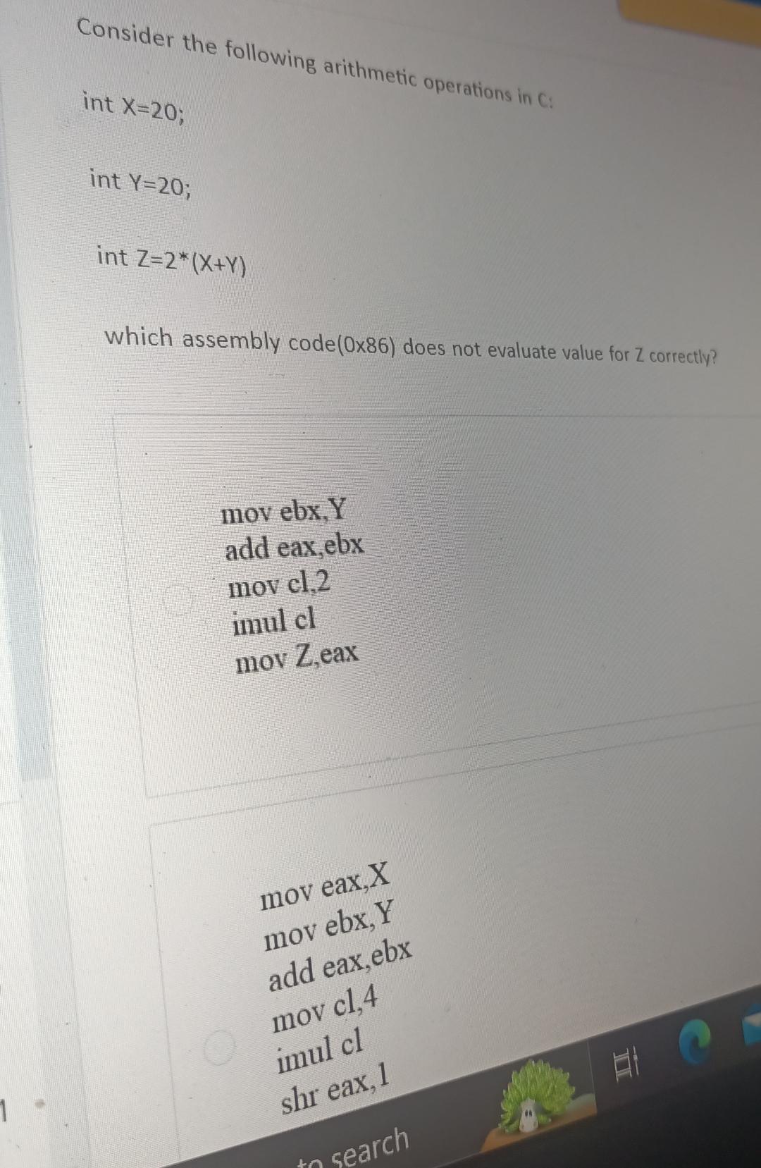 Solved Consider the following arithmetic operations in C:int | Chegg.com