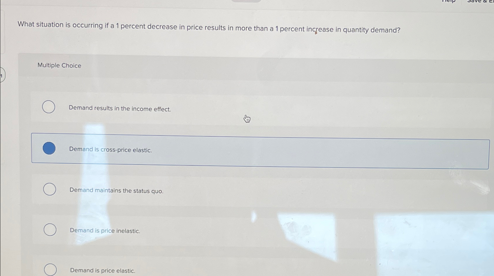 Solved What situation is occurring if a 1 ﻿percent decrease | Chegg.com