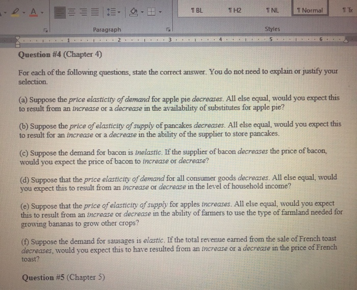 Solved -e-A- 1 BL TH2 T NL T Normal TEX Styles Paragraph . 2 | Chegg.com