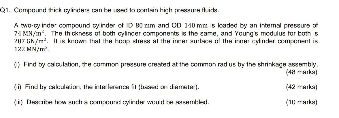 Solved 1. Compound thick cylinders can be used to contain | Chegg.com
