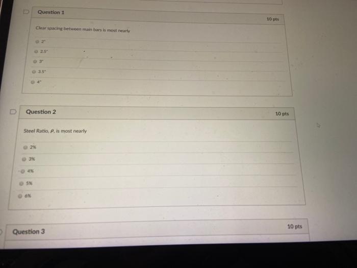 Solved what is clear spacing between main bars most nearly? | Chegg.com