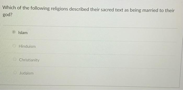 Solved Which of the following religions described their | Chegg.com