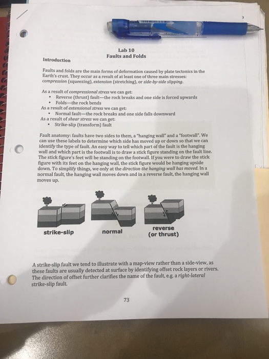 Lab 10 Faults and Folds Introduction Faults and folds | Chegg.com