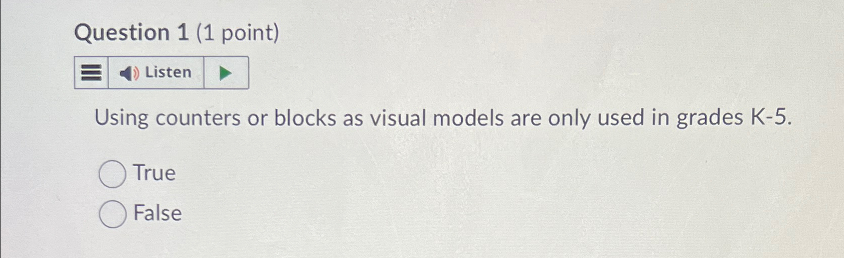 Solved Question 1 (1 ﻿point)Using counters or blocks as | Chegg.com