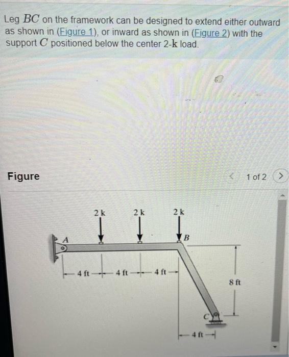 Solved Leg BC on the framework can be designed to extend | Chegg.com