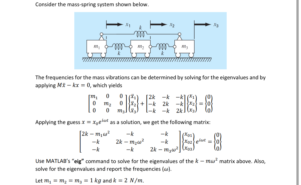 Solved Consider the mass-spring system shown below.The | Chegg.com