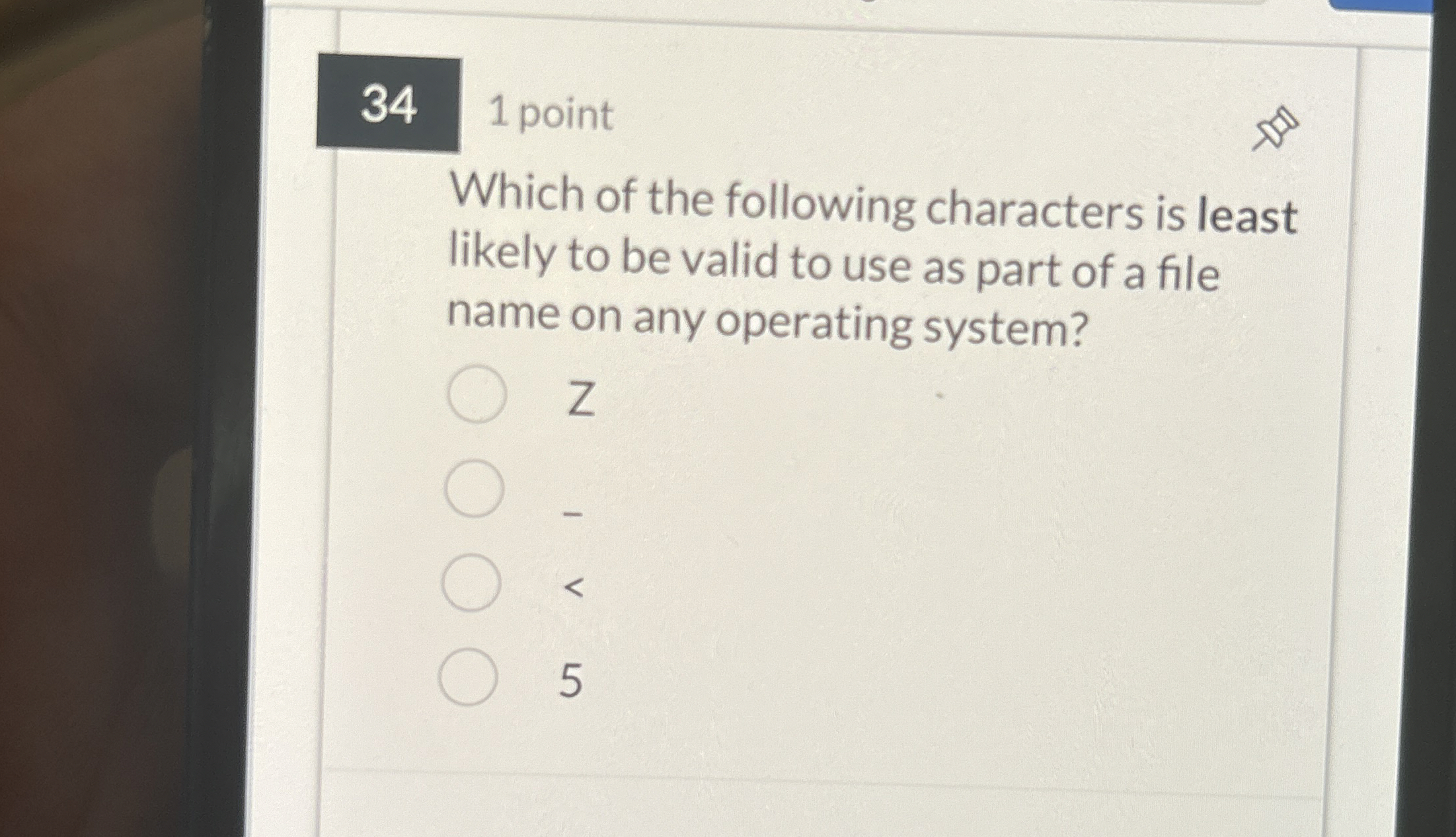 Solved 341 ﻿pointWhich of the following characters is least | Chegg.com
