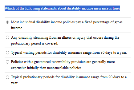 Solved Which of the following statements about disability | Chegg.com