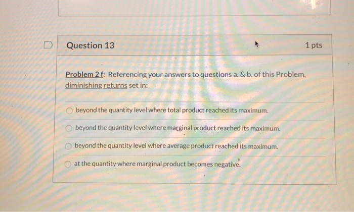 Solved Problem 2: Total/Average/Marginal Product Answer | Chegg.com