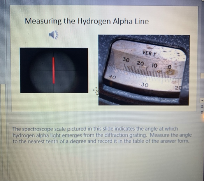 Measuring the Hydrogen Alpha Line VER ! 30 20 100 40 | Chegg.com