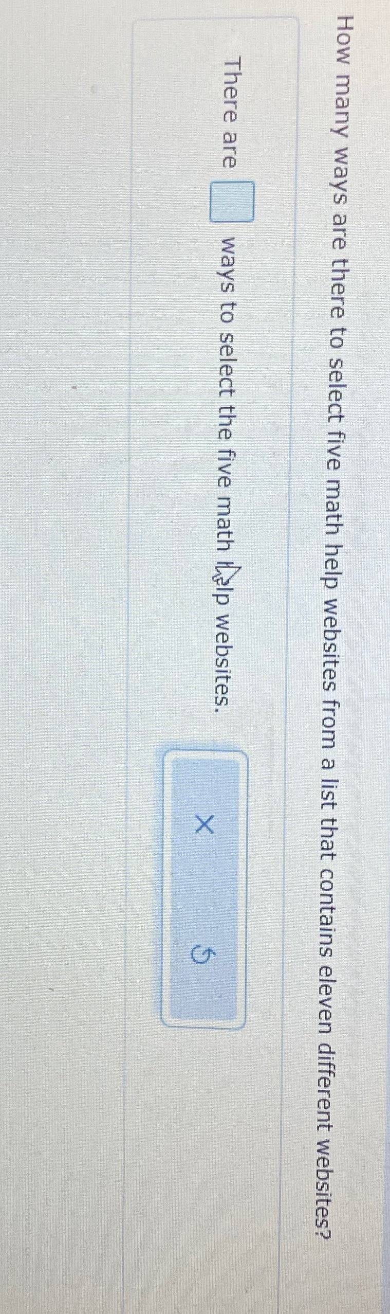 Solved How many ways are there to select five math help | Chegg.com