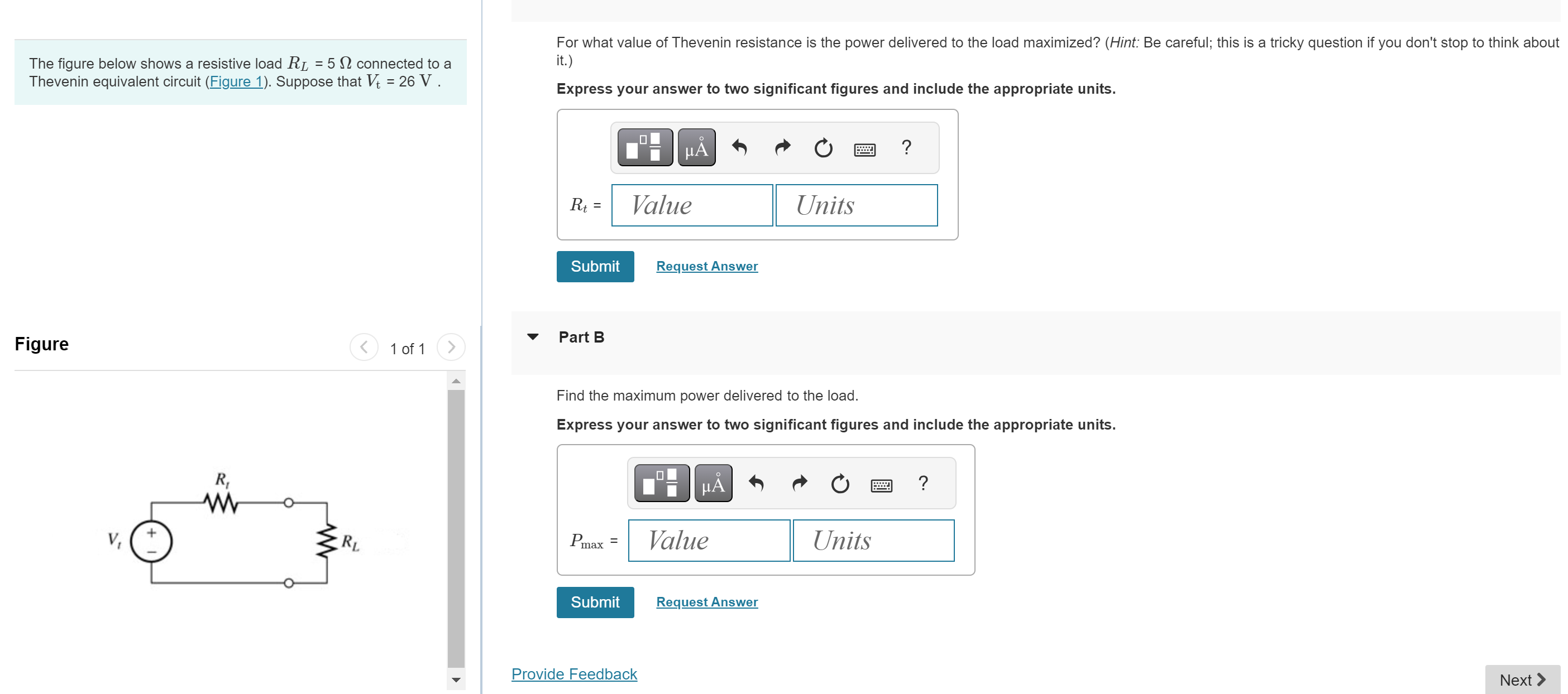Solved The figure below shows a resistive load RL=5Ω | Chegg.com