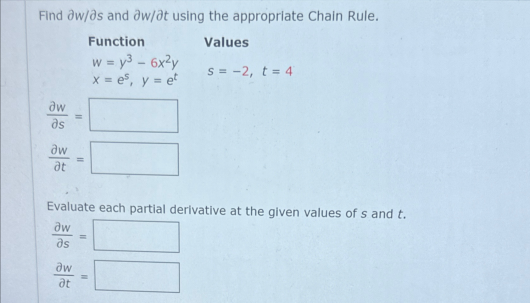 Solved Find delwdels and delwdelt using the appropriate | Chegg.com