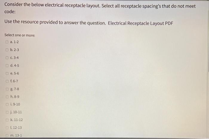 Solved Consider the below electrical receptacle layout. | Chegg.com