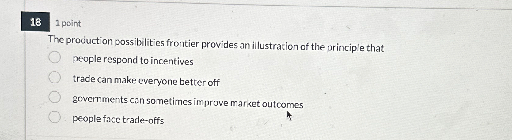 Solved 18 1 ﻿pointThe production possibilities frontier | Chegg.com