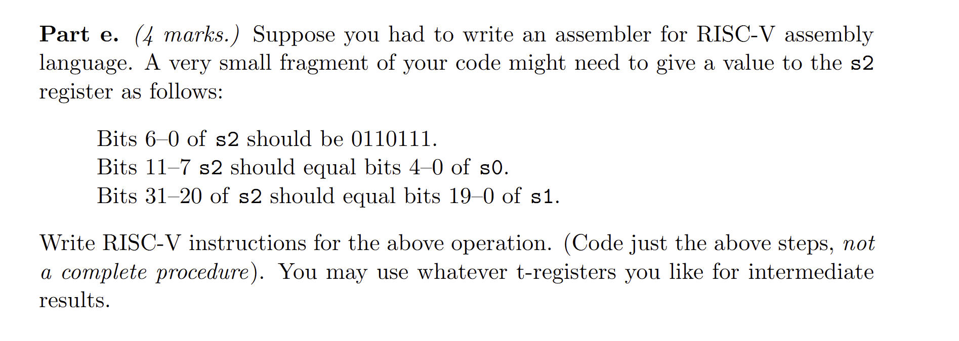 Solved Part e. (4 ﻿marks.) ﻿Suppose you had to write an | Chegg.com