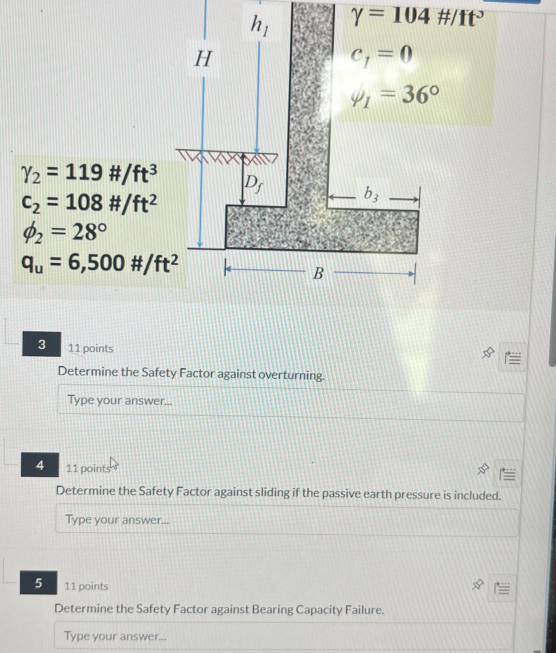 Solved 311 ﻿pointsDetermine the Safety Factor against | Chegg.com