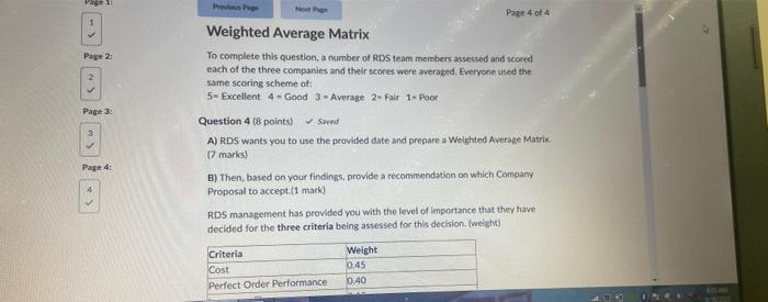 Solved Weighted Average Matrix To complete this question, a | Chegg.com