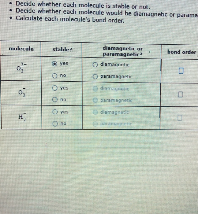 Solved • Decide whether each molecule is stable or not. | Chegg.com