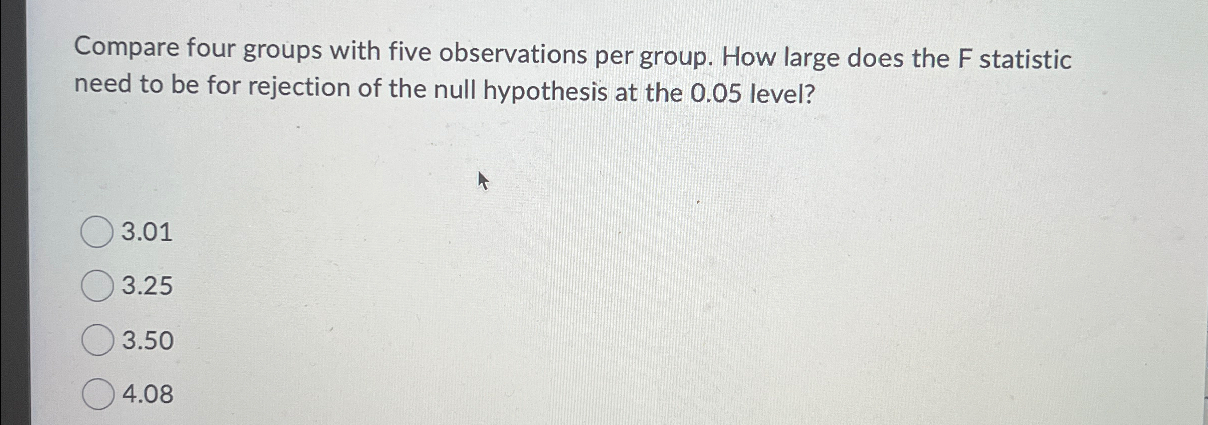 Solved Compare four groups with five observations per group. | Chegg.com