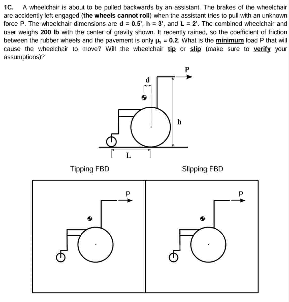 Solved 1C. ﻿A wheelchair is about to be pulled backwards by | Chegg.com