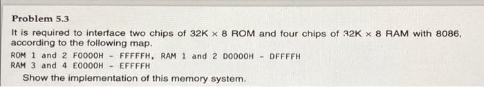 Solved Problem 5.3 It is required to interface two chips of | Chegg.com