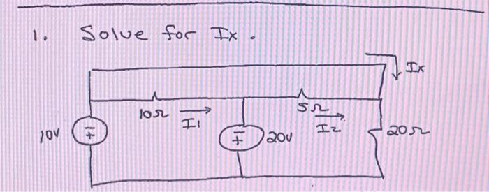 Solved 1. Solve for I_x using the branch current method. | Chegg.com