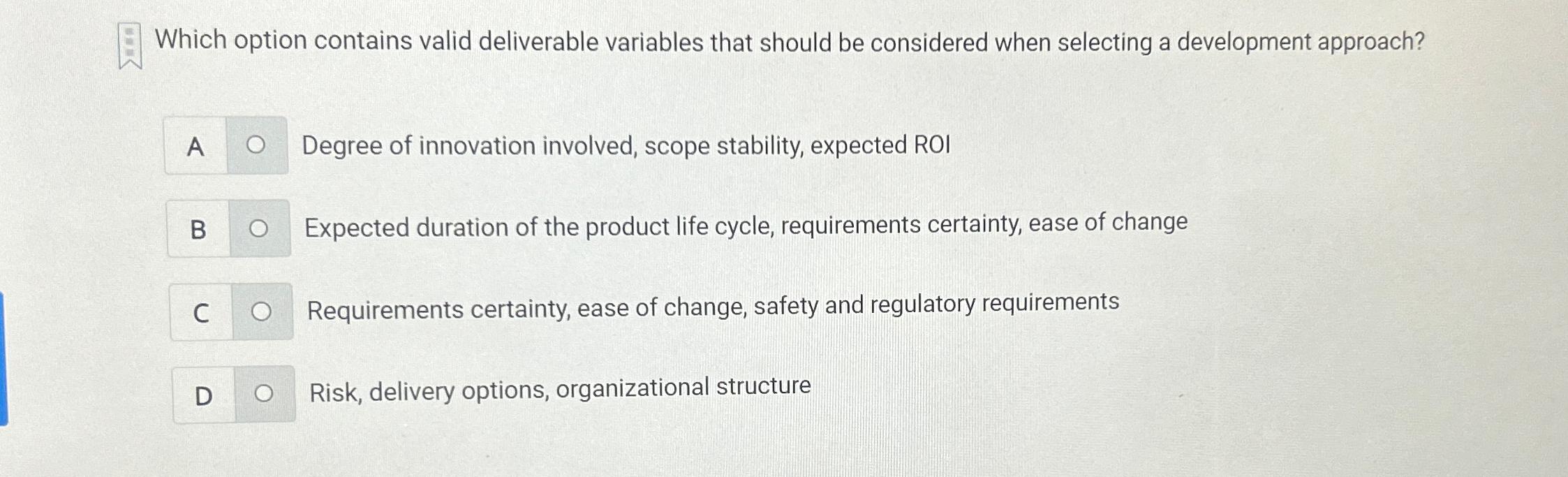 Solved Which option contains valid deliverable variables | Chegg.com