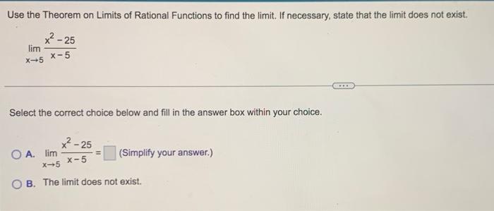 Solved Use The Theorem On Limits Of Rational Functions To