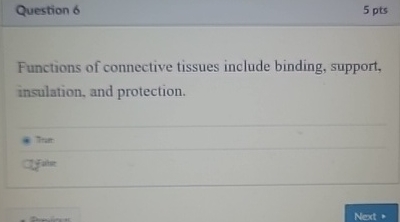 Question 65 ﻿ptsFunctions of connective tissues | Chegg.com