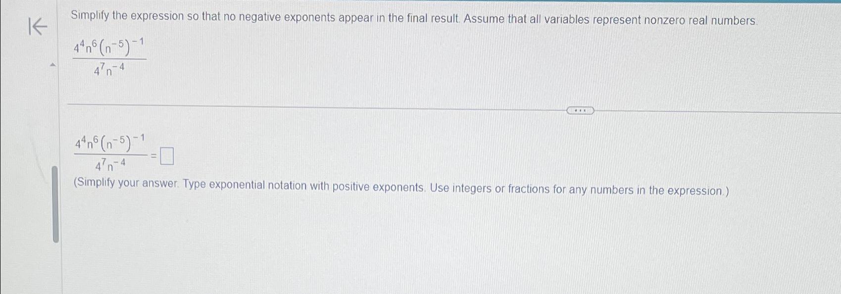 Solved Simplify the expression so that no negative exponents | Chegg.com